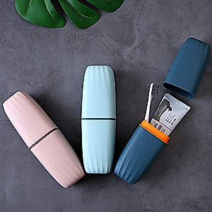 Toothbrush Travel Case Multifunction Toothbrush Holder and Cup Easy Carrying for Trip, Camping Or Daily Use (Light Blue)