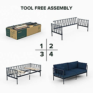 ZINUS Amanda Navy Metal Sofa / Steel Framework with Upholstered Cushions / Easy Assembly