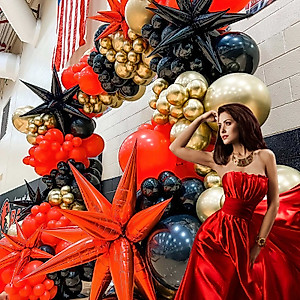 Black and Red Gold Balloon Garland kit 135Pcs Latex Chrome gold and Crown star balloons for Birthday Party anniversary 2023 graduation prom day Decorations