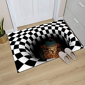 Christmas Clown Door Mat, 19.6X31.5 inch 3D Vortex Carpet, Thanksgiving 3D Clown Decorations Halloween Doormat Scary Welcome Door Mats Outside Area Rug Bath Mat Hearth Floor Stair Carpet