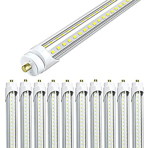 ELEKICO 75w 8ft Led Bulbs, 9500lm 5000k 8' Led Bulbs, V Shaped Clear Cover T8 Led Tube Lights 8ft, T8 Led Bulbs 8 Foot, 8' Led Replacement for T8 T10 T12 F96t12 Fluorescent Tubes
