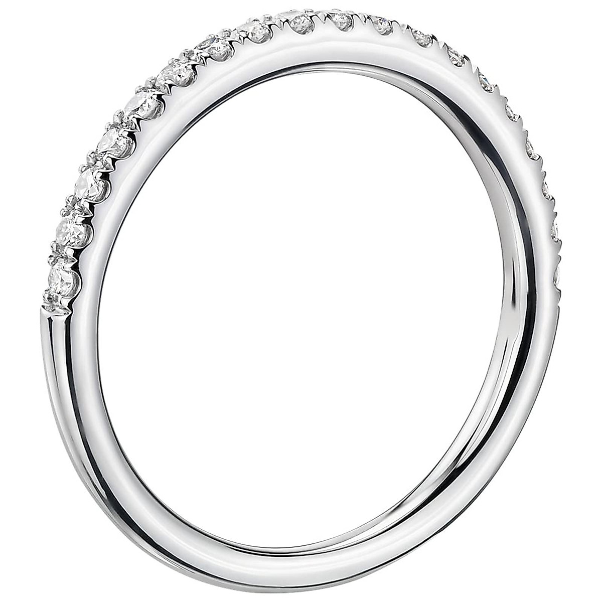 Flpruy 0.57cttw Moissanite Wedding Band for Women White Gold Plated 925 Sterling Silver Simulated Diamond Half Eternity Engagement Stackable Rings for Women Fiancée(Idea D, VVS1)