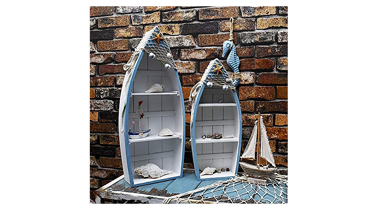 K KILIPES Nautical Wooden Boat Shelves - Beach Decor & Organization