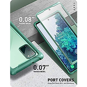 i-Blason Ares Series Designed for Samsung Galaxy S20 FE 5G Case (2020 Release), Dual Layer Rugged Clear Bumper Case with Built-in Screen Protector (MintGreen)