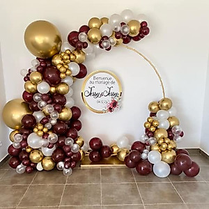 Chrome Burgundy Balloons 10 Inch Double-Layered Metallic Wine Red Ballons Latex 50PCS Burgundy Balloons for Parties Decoration Wedding Supplies Graduation Decor Baby Shower Decorations
