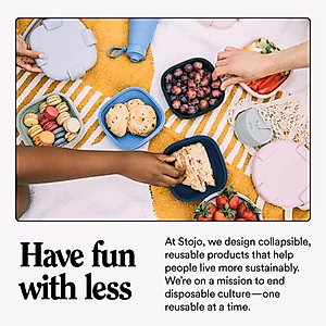 STOJO Collapsible Travel Cup With Straw - Sage Green, 16oz / 470ml - Reusable To-Go Pocket Size Silicone Bottle for Hot and Cold Drinks - Perfect for Camping and Hiking - Microwave & Dishwasher Safe