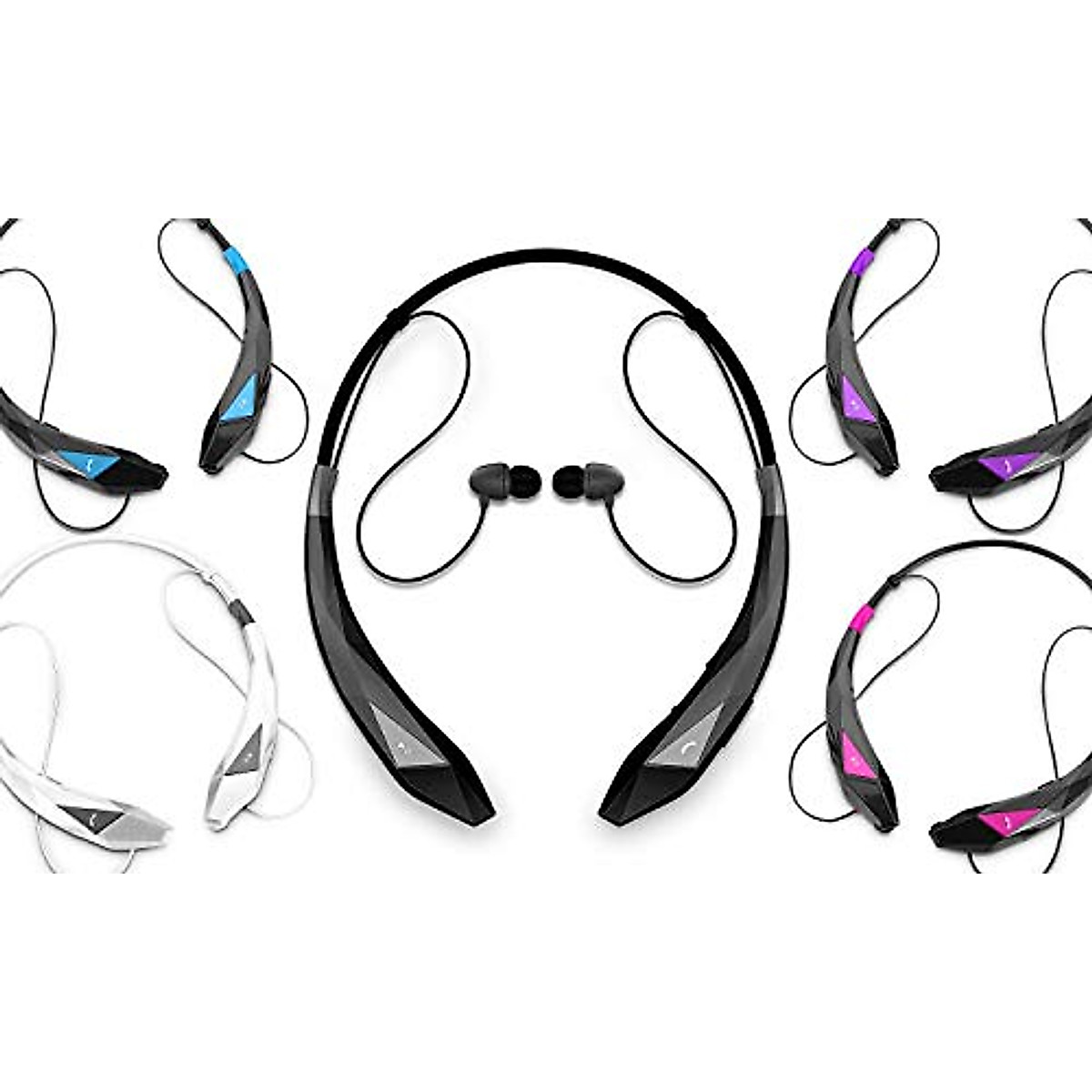 Aduro Amplify Pro SBN45 Wireless Stereo Around The Neck Earbud Headphone Headset (Black/Pink)