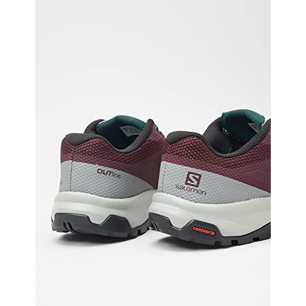 Salomon Outline Hiking Shoes for Women, Wine Tasting/Quarry/Green Gables, 6