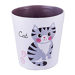 RuiyiF Waste Basket Deskside Decorative Farmhouse Trash Can withoud Lid for Bathroom Kids Room Girls Bedroom Garbage Cans for Kitchen Office Recycling Bin (Cat)