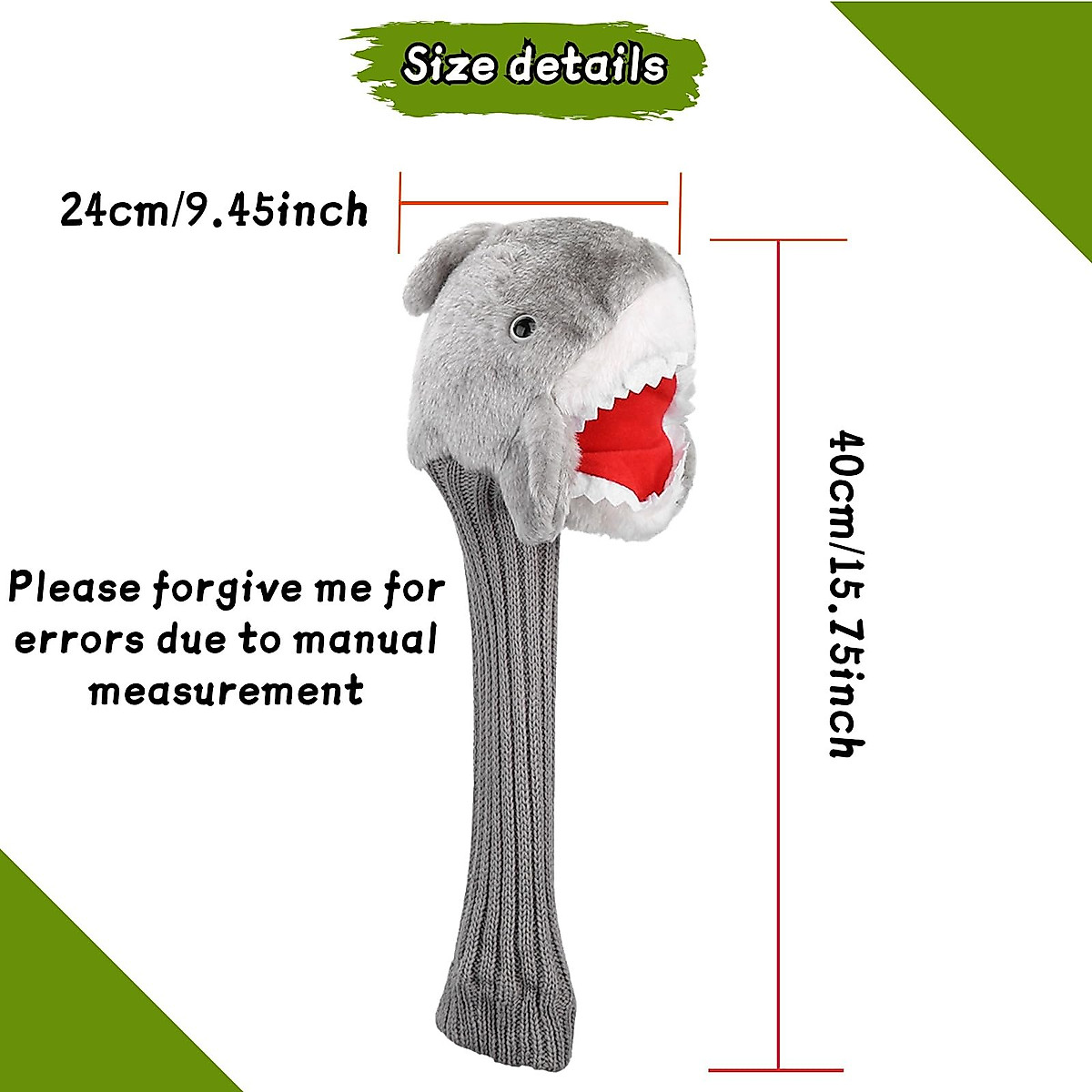 Golf Club Head Cover, Adorable Shark Head Shape Plush Cloth Golf Wood Driver Head Cover
