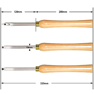 Mini Carbide Tipped Wood Lathe Turning tools Combo set Rougher Detailer Finisher with Wood Handle and Diamond Round Square Carbide Inserts，3pcs