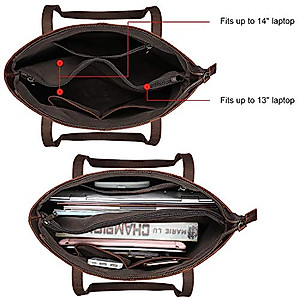 S-ZONE Women Vintage Genuine Leather Shoulder Tote Bag Large Work Purse Handbag