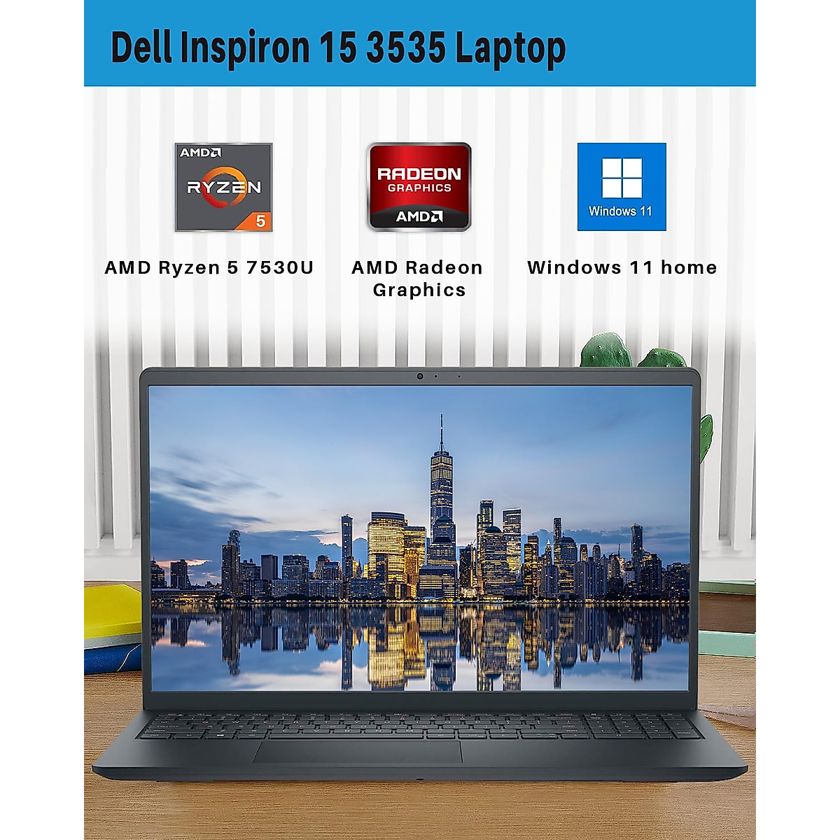 Dell Inspiron 15 3535 Laptop 2023 Newest, 64GB RAM, 1TB SSD, Student and Business Laptop, 15.6" FHD Display, AMD Ryzen 5 7530U Processor (up to 4.5GHz, Beat i7-1160G7), Win 11 Home