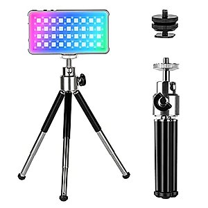 simorr P96L RGB Video Light Portable LED Camera Light Panel with Mini Tripod/Cold Shoe Adapter, Photography Lighting for Vlogging/Videography/Live Streaming 2500K-8000K -3861