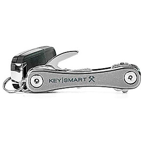 KeySmart Rugged - Multi-Tool Key Holder with Bottle Opener and Pocket Clip (up to 14 Keys, Titanium)