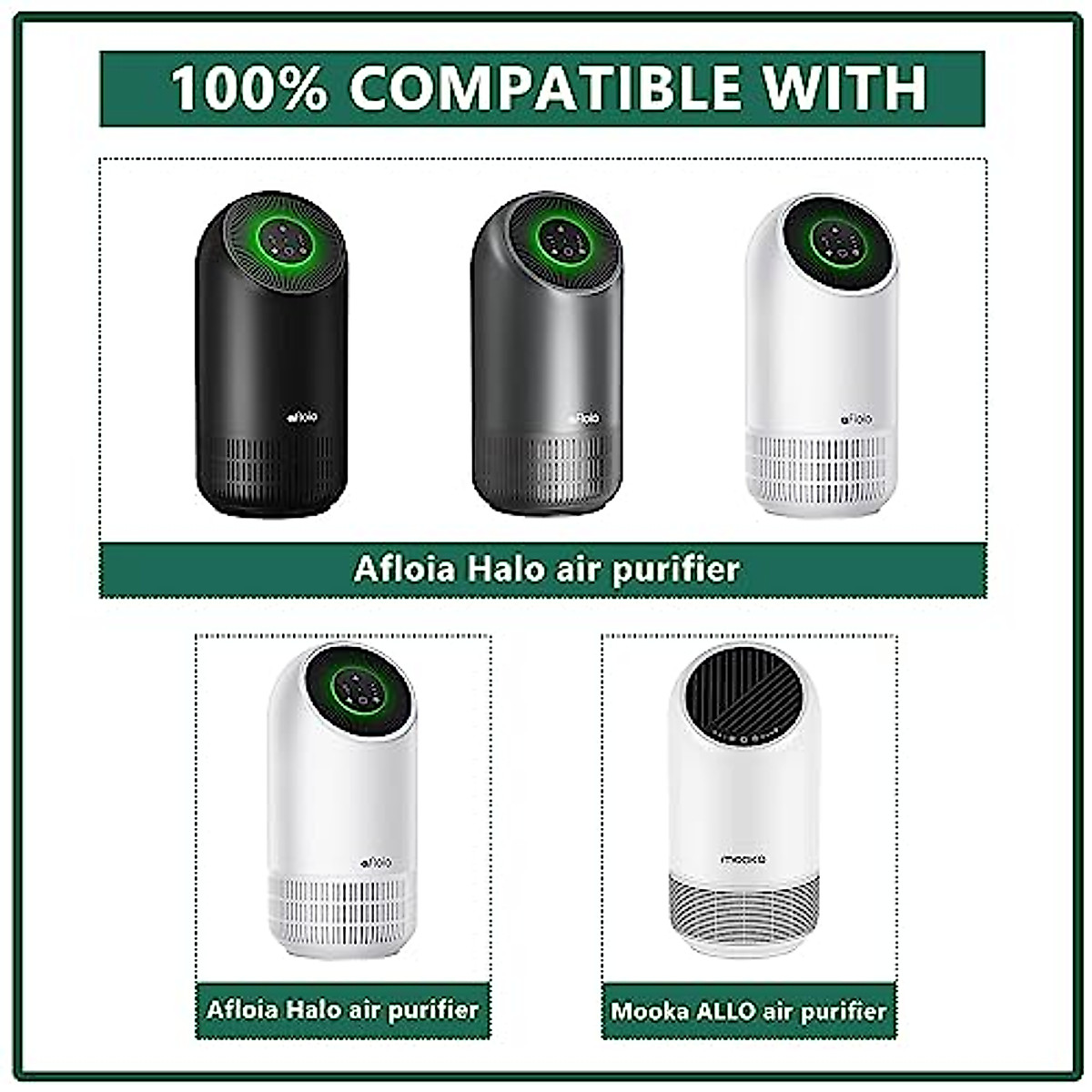 Kedume H13 True HEPA Filter Replacement for Afloia Fillo/Halo/Mooka Allo,Tertiary Filtration with Afloia Air Purifier Filter Replacement, White