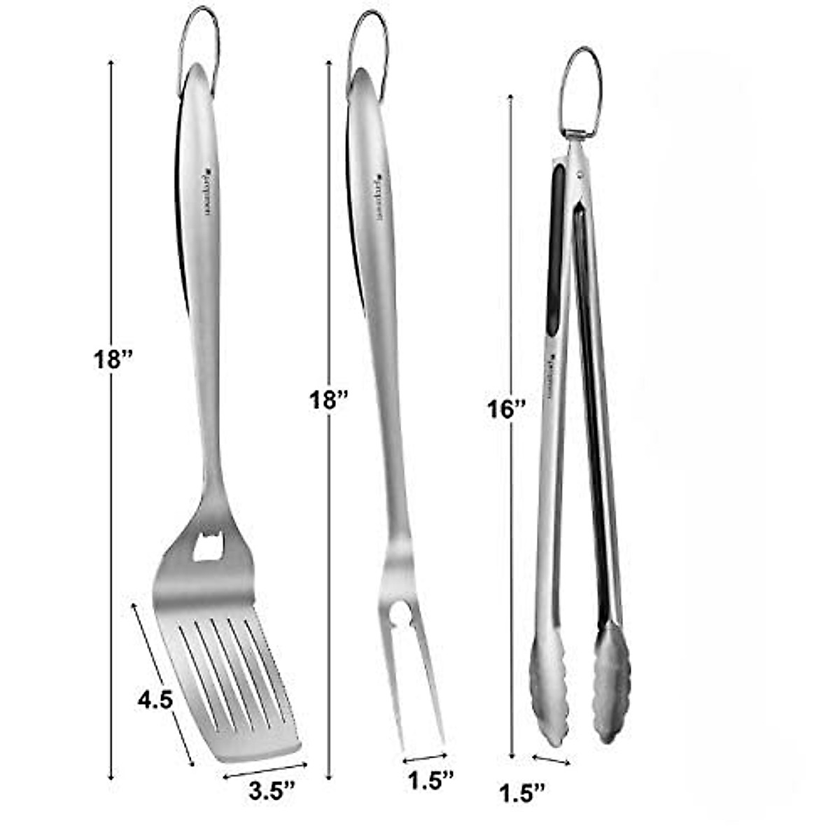 BBQ Set Heavy Duty grilling Utensils 3 piece set. Spetula, Fork Tong. (3 Piece)