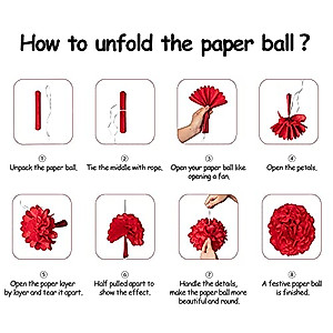 Fourth of July Decorations Red White Blue Decorations Set of Paper Fans, USA Flag Pennant Bunting, Pom Poms, Hanging Swirls, Star Streamer, Head Bopper for Memorial Day Veterans Decor