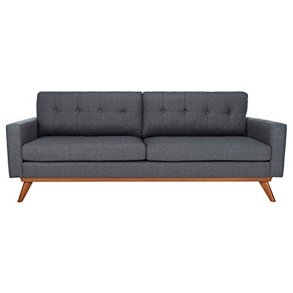 Safavieh Couture Home Gneiss Mid-Century Modern Slate Grey and Dark Brown Tufted Sofa