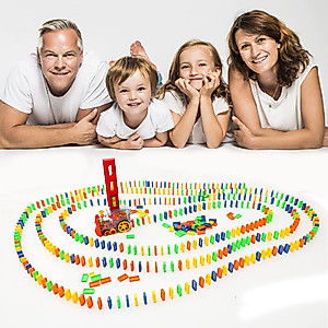 Wellin 260 pcs Blocks Domino Train Toy with Bridge Set Mega Pack Domino Game for 3-12 Years Old Boys Building Blocks Stacking Tile Games (260 pcs Domino Train with Bridge Set)