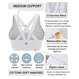 RUNNING GIRL Sports Bra for Women, Criss-Cross Back Padded Strappy Sports Bras Medium Support Yoga Bra with Removable Cups