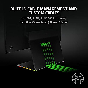 Razer Raptor 27" Gaming Monitor: WQHD (2560x1440) - IPS-Grade - 144Hz - 1ms Response - HDR 400 - NVIDIA G-Sync Compatible & AMD FreeSync - Solid Aluminum Base Chroma RGB - 5 Flat Cables in Box