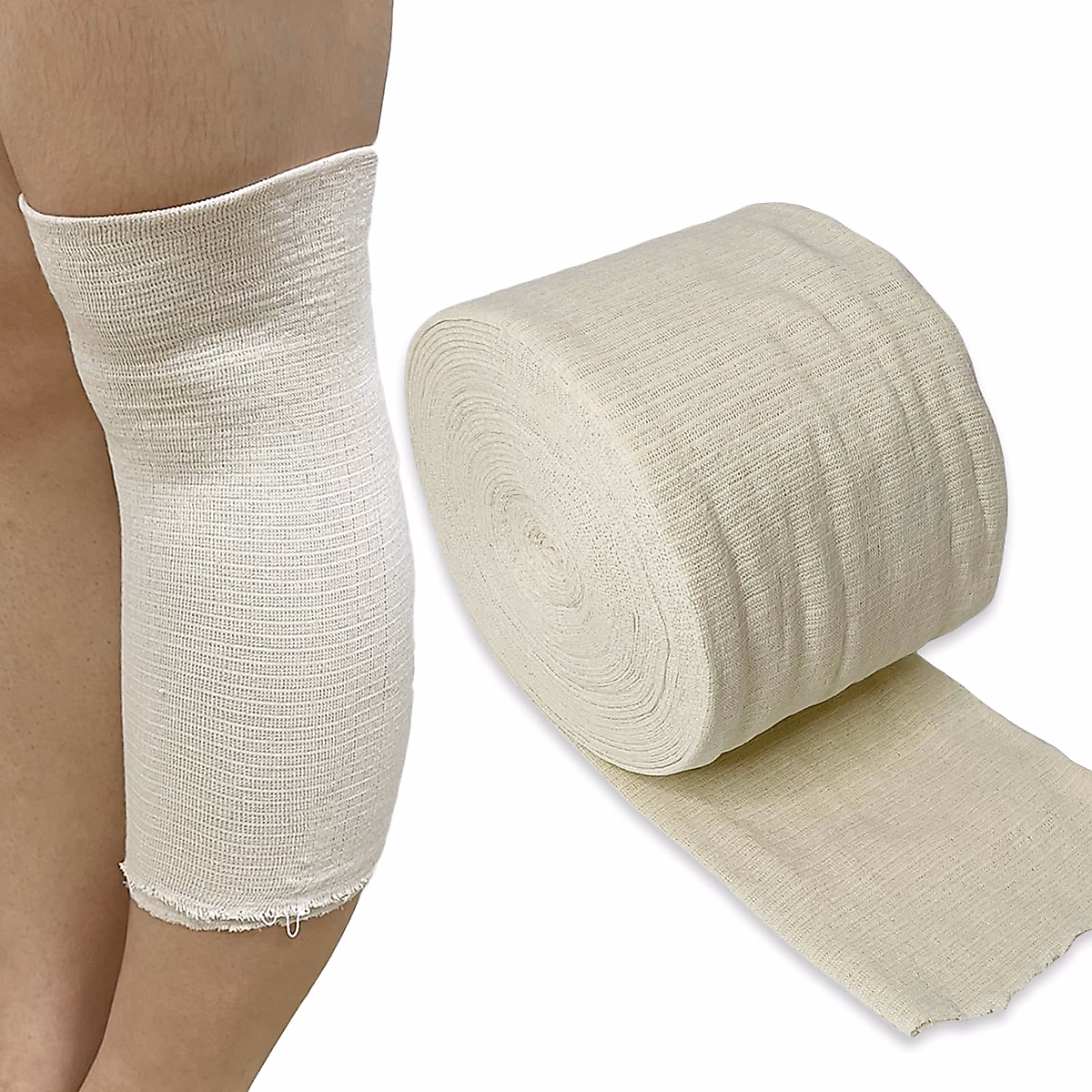 Elastic Tubular Bandage - Stockinette Compression Strap for Arm Knee Ankle Leg First Aid Supplies, Stretch to 1.8 Multiple (3.5"W x 394"L)