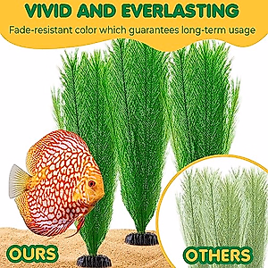 SunGrow Aquarium Plastic Silk Plants, Gives Shade and Beautiful Environment to Aquatic Pets, Perfect for Both Saltwater and Freshwater Tanks Decoration, Fish Tank Accessories & Supplies, 3 Pcs