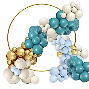MEHOFOND 169pcs Dusty Blue Balloons Arch Kit Slate Blue Baby Shower Balloons Garland White Sand and Gold Wedding Balloon Decor Boy Birthday Women Bridal Shower Party Decorations