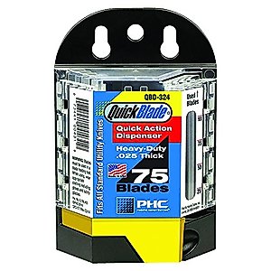 BOX USA BKN143 QBD-324 Quickblade Blade Dispenser, 75 Blades, Black/Clear