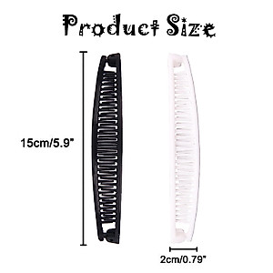 6PCS Banana Clips Hair Clincher Combs Bananas Vintage Large Hair Clip for Thick Banana Clips Set for Women Stylish Hair Accessories for Ponytails, Fishtails, and More (Brown, White, Black)