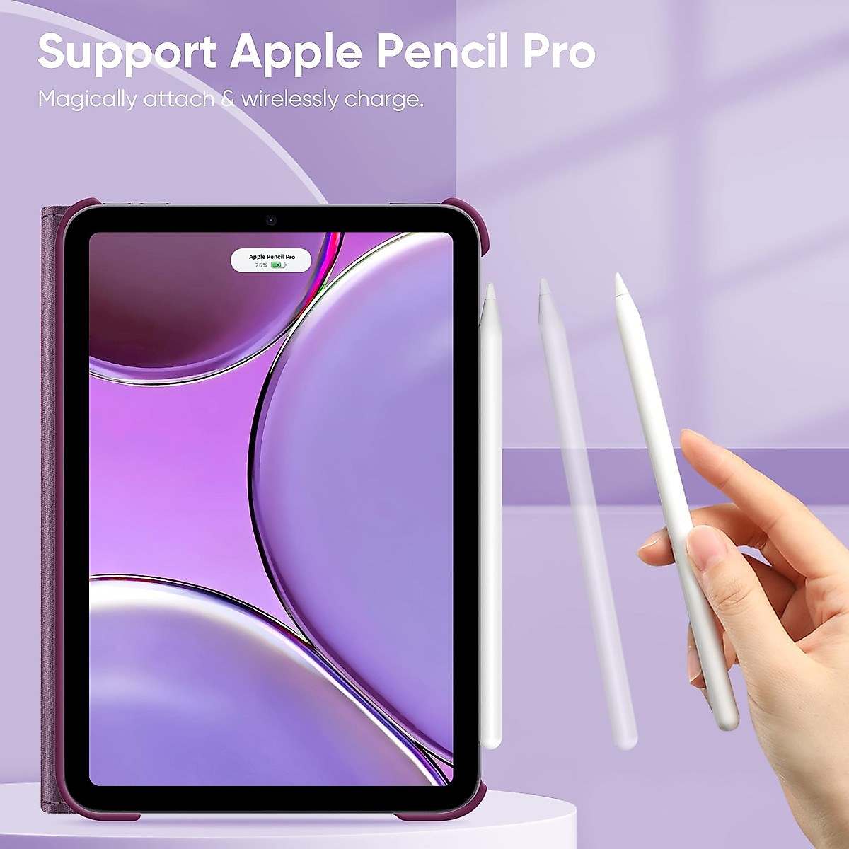 Fintie Rotating Case for iPad Mini 7 (A17 Pro, 7th Generation) 2024 / iPad Mini 6 (6th Gen) 8.3 Inch - 360 Degree Swiveling Stand Protective Back Cover, Auto Wake/Sleep, Purple