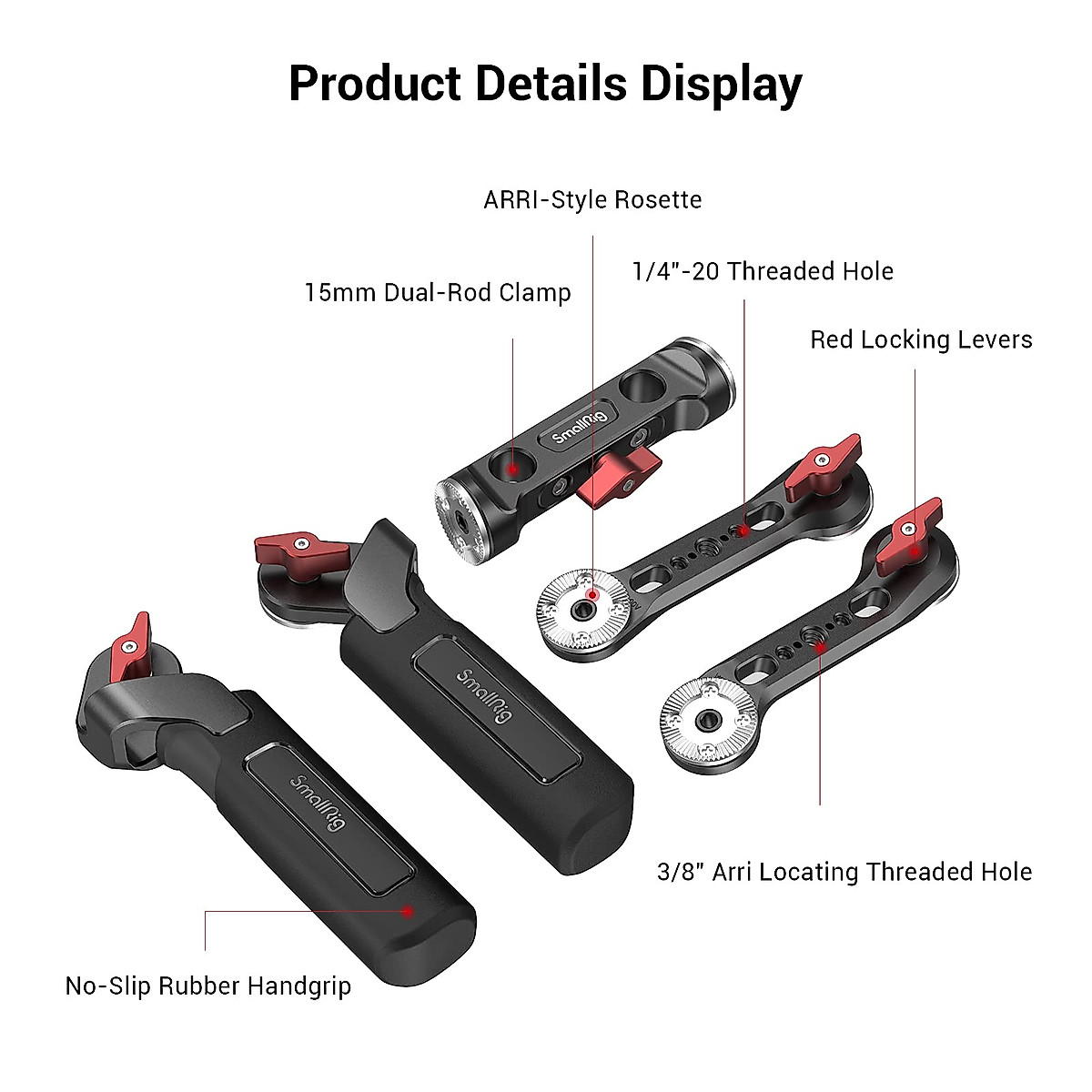 SMALLRIG Rosette Handle Kit with Rosette Extension Arm for Camera Shoulder Rig Support - 2002