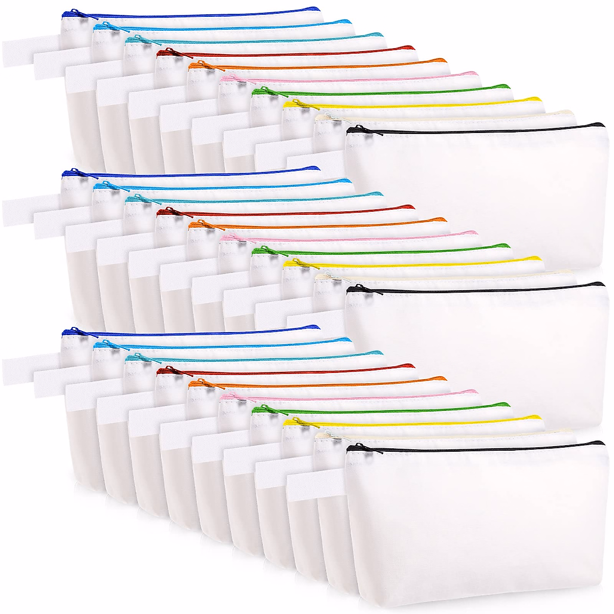 30 Pieces Makeup Bags in Bulk Canvas Pencil Bag Travel Cosmetic Bags Blank DIY Craft Bag Canvas Pen Case Pencil Pouch Makeup Pouch Canvas Zipper Pouch Bags for Girls Teens (8.66 x 5.11 x 1.77 Inches)