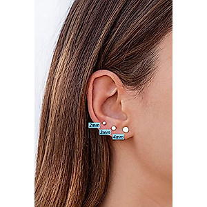 Sterling Silver Stud Earrings for Women, Tiny Flat Dot Earrings Set | Small Hypoallergenic Circle Stud Earrings | Dainty Round Tragus Cartilage Studs for Men (2mm/3mm/4mm)