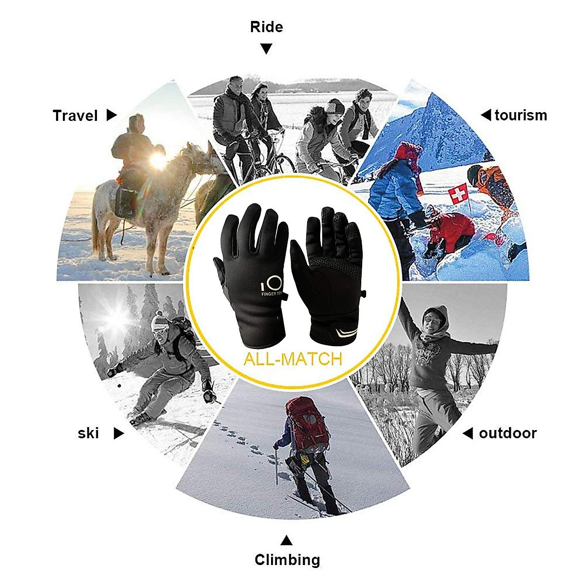 Warm Winter Gloves Men Women Touch Screen Waterproof, Lightweight Running Gloves Thick Thermal Grip Outdoor Sports Cycling Driving(Black, X-Large)