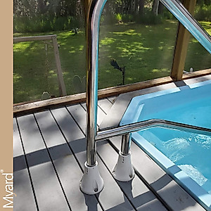 SMB3 Myard 3" Surface Mount Base Anchor Flange for 1.9" Swimming Pool Rail Handrail Ladder to Concrete or Wood Deck (Ivory White, 1-Pack)