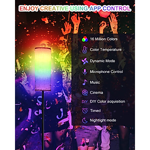 Lightess RGBWW Smart LED Floor Lamp for Living Room, Dimmable Floor Lamp Modern 67" Tall Standing Lamp for Bedroom, Remote & WiFi APP Control, 2700K-6500K Minimalist Floor Lamp RGB Bulb Included