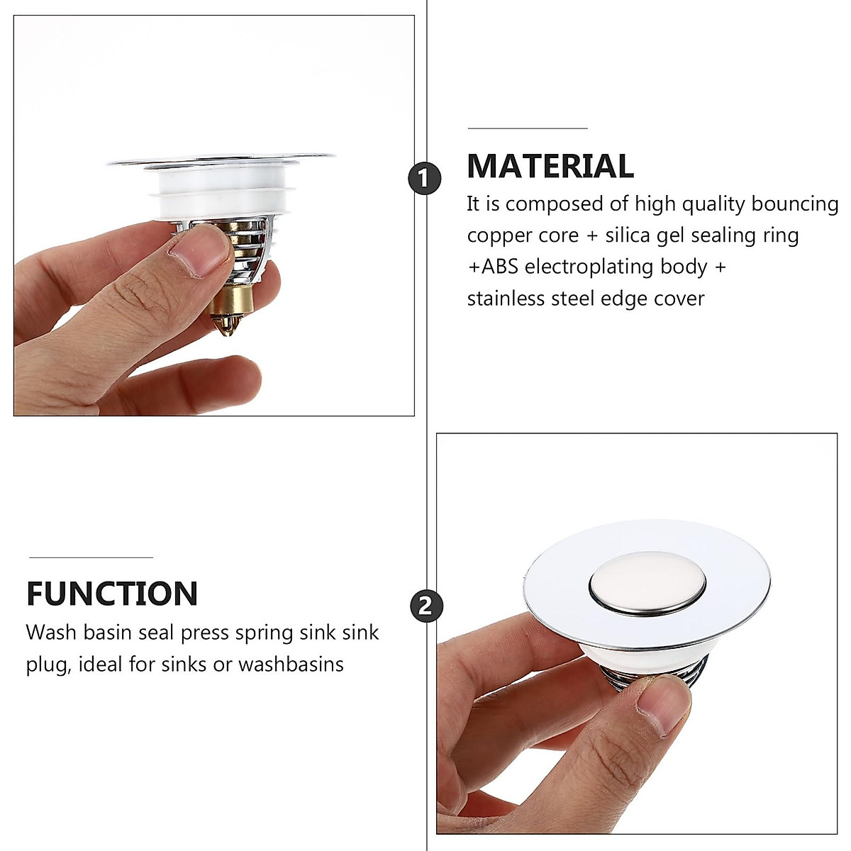 Hemobllo Wash Basin Drainer Filter Water Bathtub Strainer Wash Basin Press Plugs Bathroom Drain Bounce Drain Plug Drain Stoppers Kitchen Sink Drainer Plug Blush Abs Plating Body Washbasin