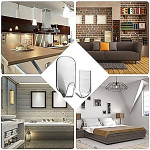 20 Pieces Self Adhesive Stainless Steel Wall Hooks, FineGood Metal Utility Hanging Hooks for Robe, Coat, Towel, Keys, Bags, Home, Kitchen, Bathroom, Heavy Duty Ultra Strong - 8 Large,12 Small