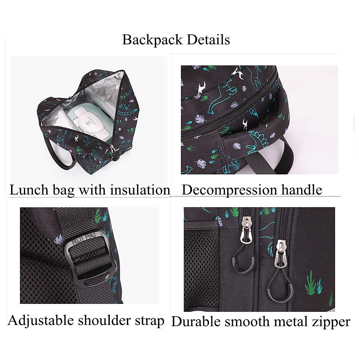 VIDOSCLA 3Pcs Cute Cartoon Prints Backpack Primary Schoolbag Outdoor Travel Daypack Elementary Student Bag Kit Knapsack for Kids