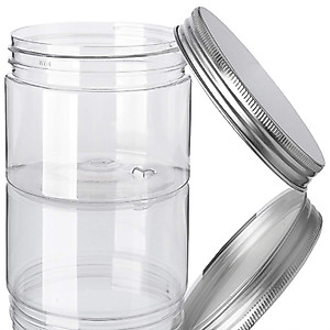 6 Ounce Plastic Jars with Aluminum Lid Leak Proof Clear Containers Jars for Store Liquid, Cosmetic, Cream, 6 Pcs