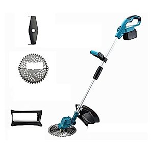 Cordless Lawn Mower 9inch Cordless Electric Lawn Mower Brushless Motor Electric Grass Trimmer Adjustable Length Angle Telescopic Pruning Garden Tool (Color : Without Battery Set, Size : Small)