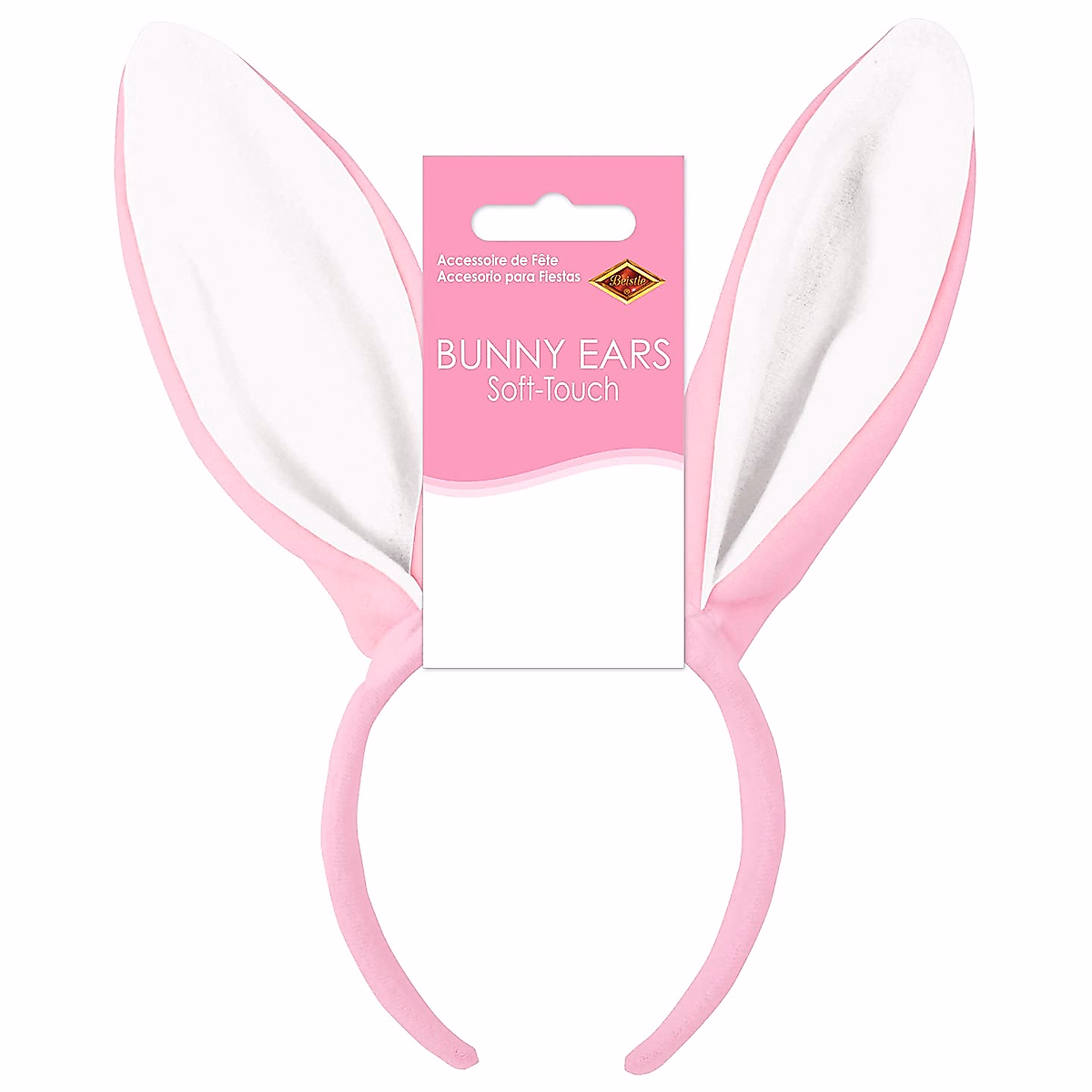 Beistle Soft-Touch Bunny Ears Pink & White