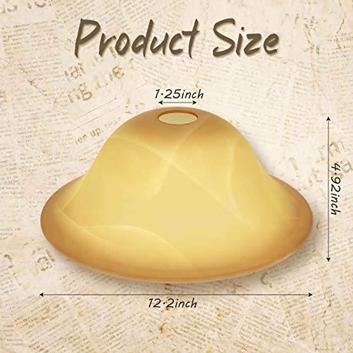 Retisee Amber Glass Lampshade Glass Lamp Shade Replacement Light Bulb Cover Chandelier Vanity Fitting Opening 1.25 Inch for Base E27 Socket