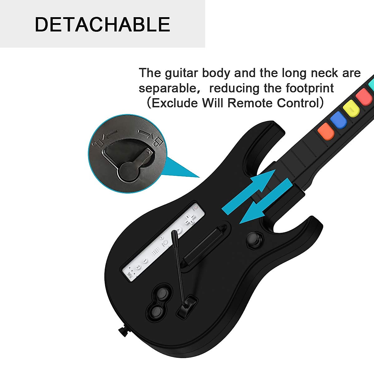 NBCP Wireless Wii guitar hero for wii contoller compatible with guitar hero Wii and rock band 2 games (Excluding Rock Band 1) black color
