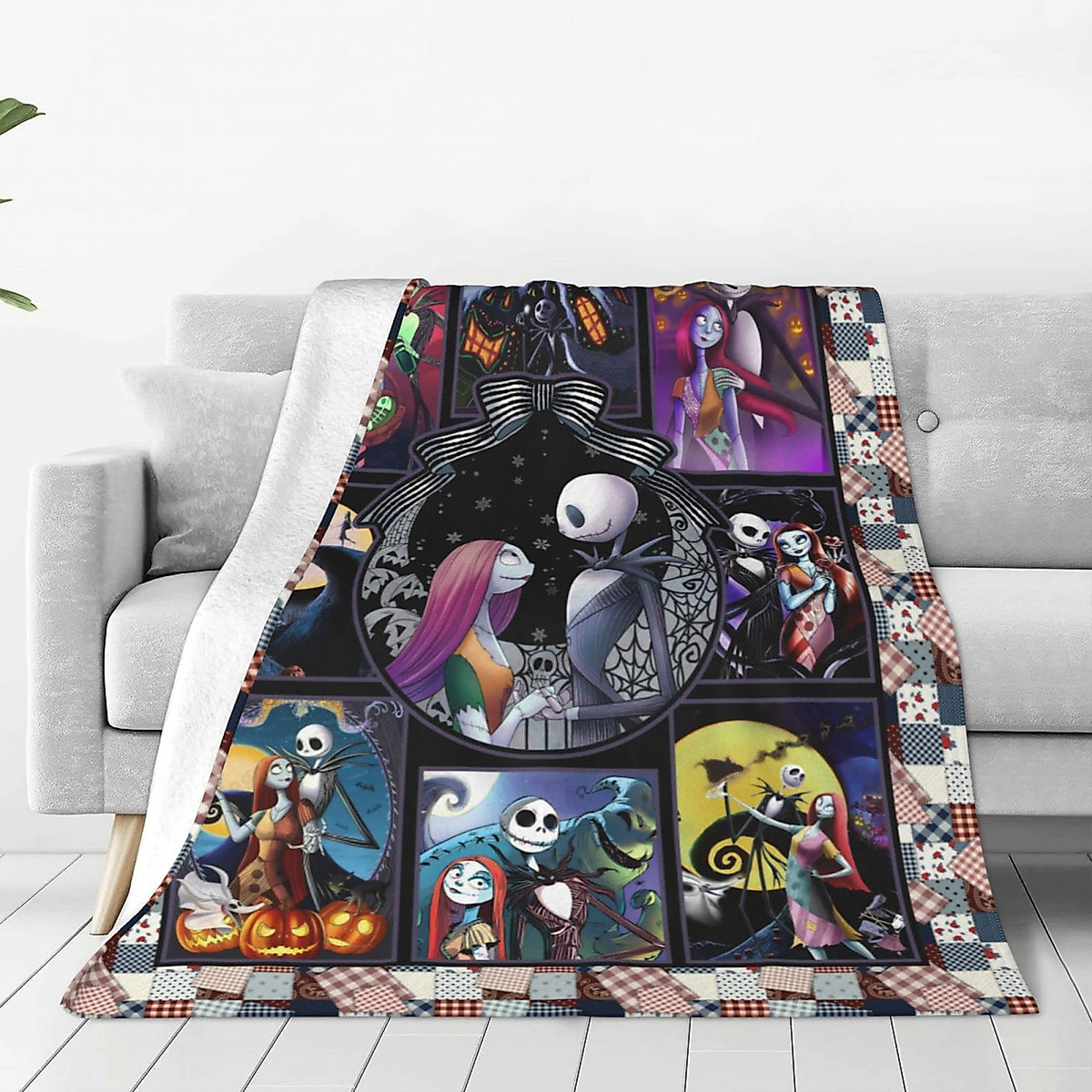 Ennankob Christmas Cartoon Nightmare Throw Blankets Soft Warm Micro Fleece Blanket Novelty Home and Collectible Holidays Party All Seasons for Kids Aldults 50''X40'', Black 3