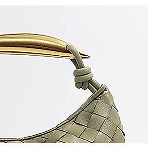 Woven Handbag Soft PU Handmade Hobo Bags for Women Lightweight Fashion Dumpling Clutch Bags (Light Green)