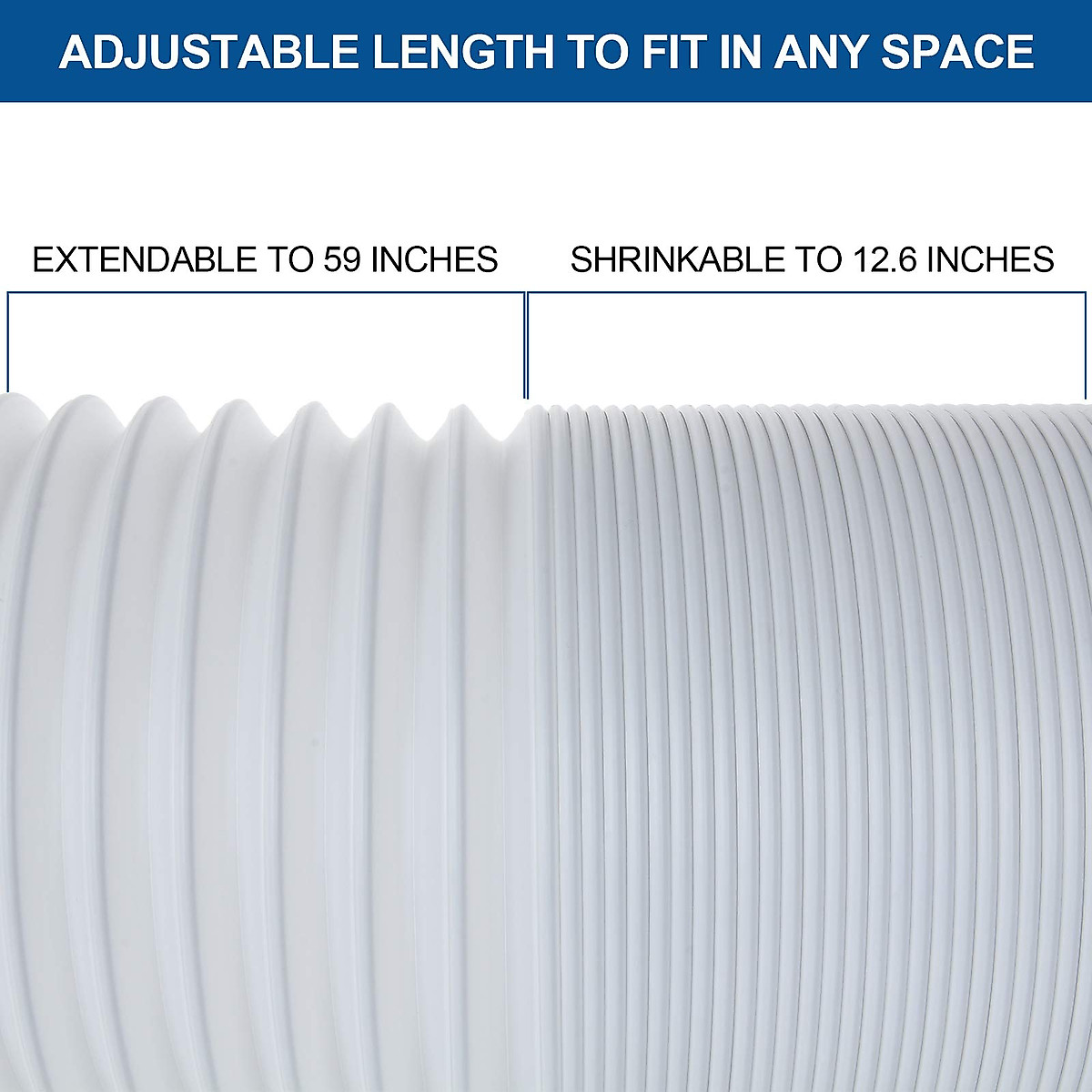 LISHINE Portable Air Conditioner Hose 5 Inch Diameter 59" Length, AC Exhaust Vent Hose Extension, Clockwise Thread Protable Air Conditioner Parts Compatible with for LG, Haier, Delonghi