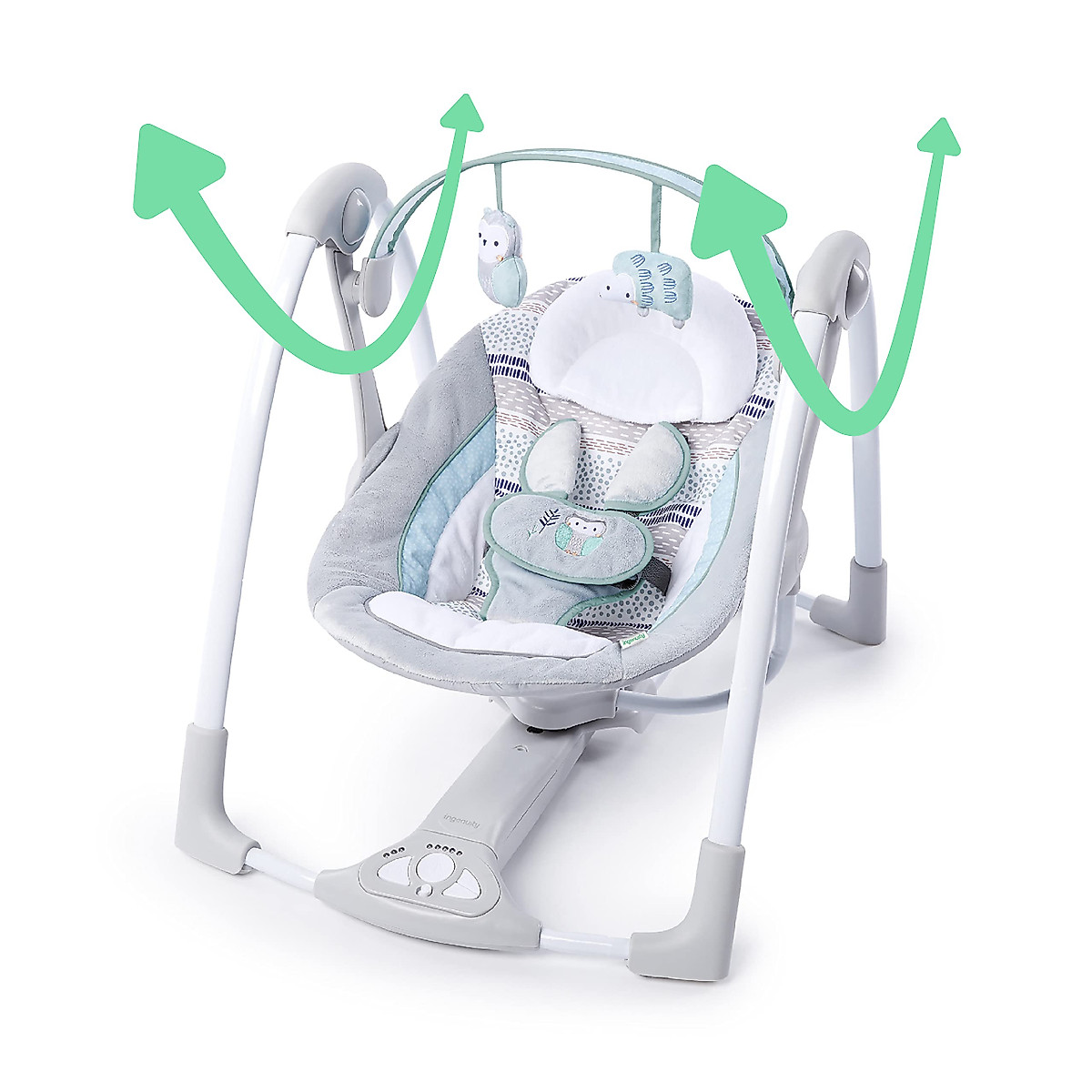 Ingenuity Compact Lightweight Portable Baby Swing with Music, Nature Sounds and Battery-Saving Technology - Abernathy, 0-9 Months